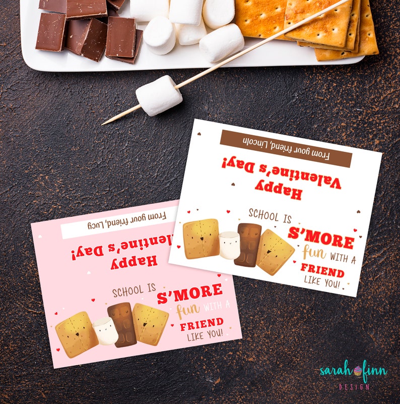 Editable Smores Valentines Day Treat Bag Toppers School - Etsy