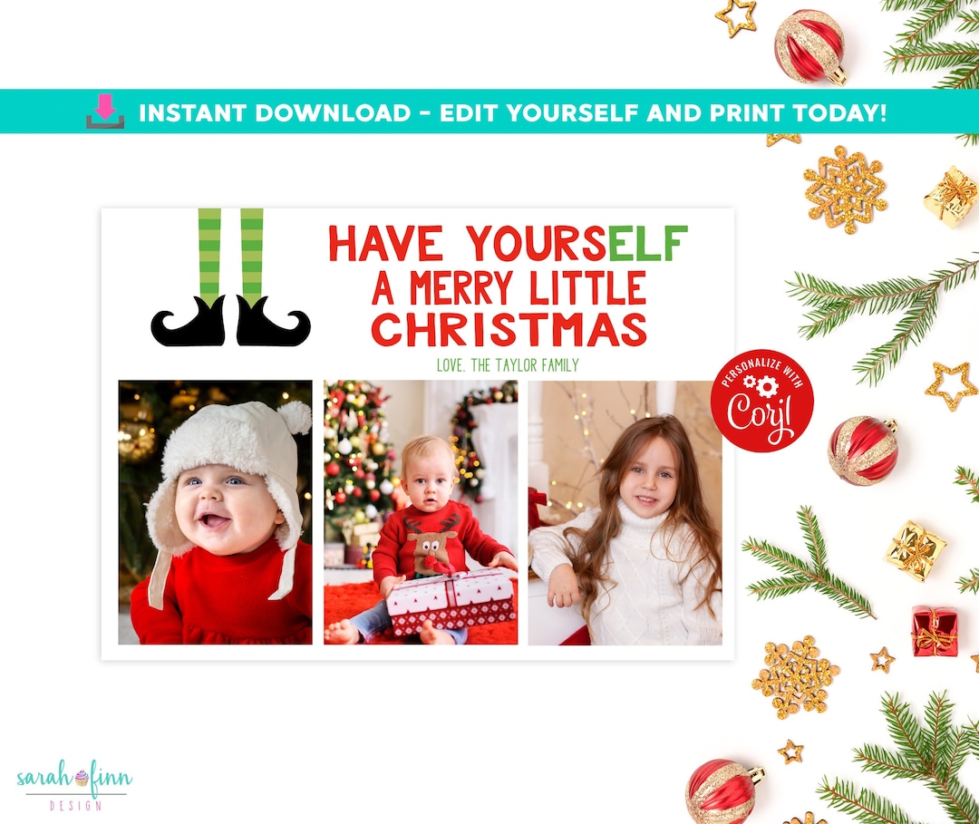 Editable Elf Christmas Card Template Add Your Own Photos Edit in Corjl ...