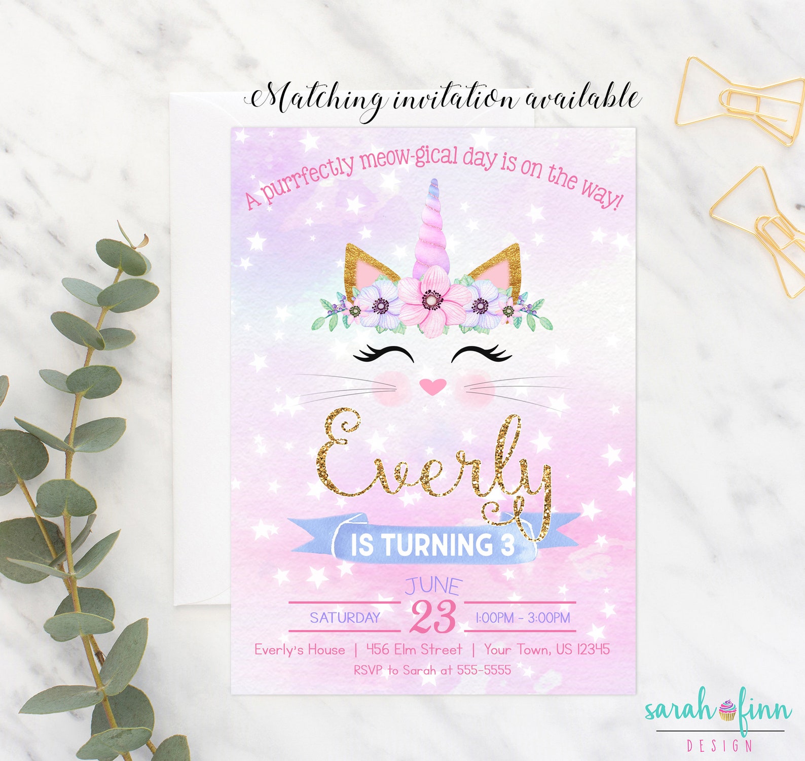 Caticorn Happy Birthday Banner Printable Instant Download - Etsy