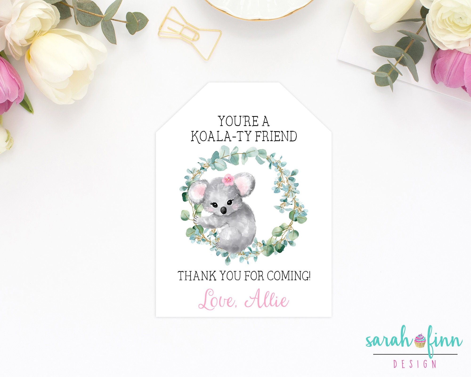 Koala Favor Tags Printable Koala Birthday Thank You Tags | Etsy