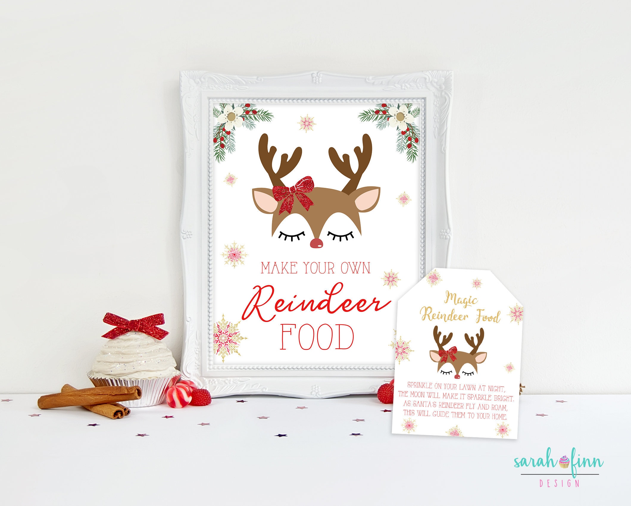 Reindeer Food Tags Printable Birthday Party Game Christmas Winter ...
