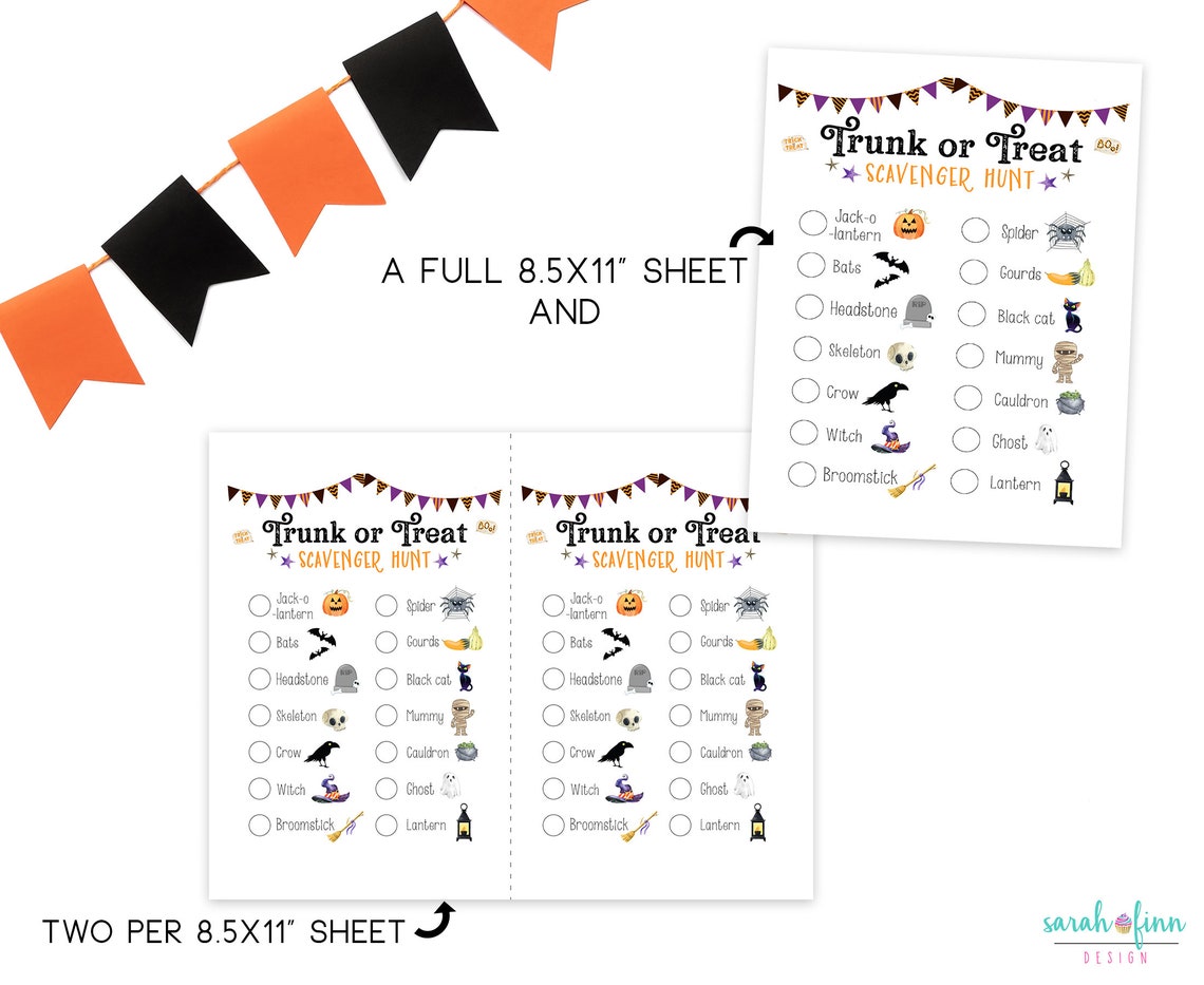 Trunk or Treat Scavenger Hunt Halloween Scavenger Hunt Printable for ...