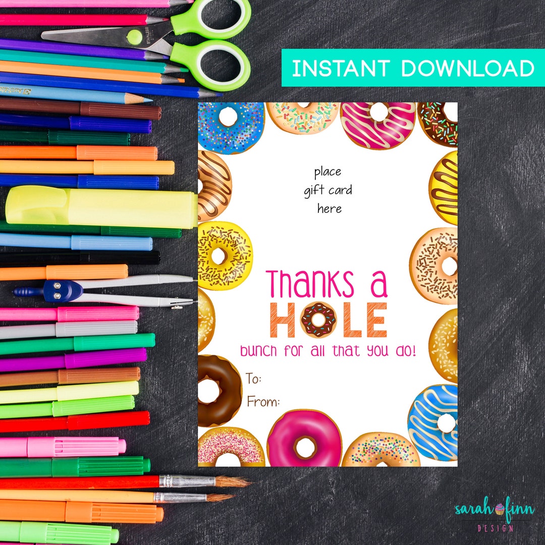 Donut Teacher Gift Card Holder Teacher Appreciation Instant Download ...