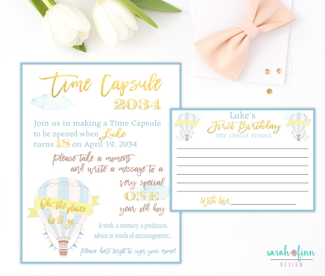 Time Capsule First Birthday Time Capsule Sign Blue Hot Air - Etsy