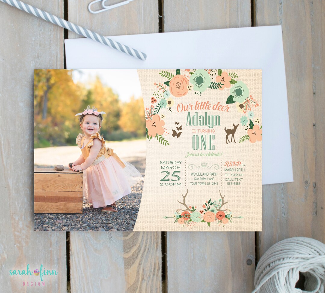 Deer Birthday Invitation Woodland Invitation Printable Invitation Our ...