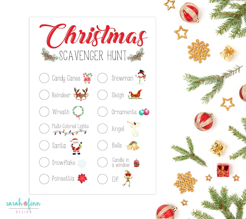 Christmas Scavenger Hunt Printable for Kids Xmas Scavenger - Etsy