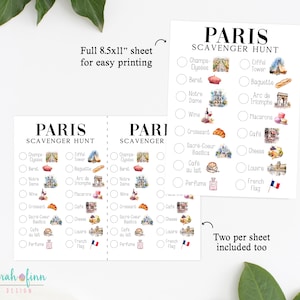 Paris Scavenger Hunt Printable Paris Birthday Party Game Printable ...