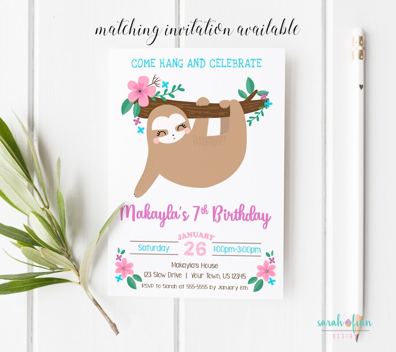 Sloth Birthday Welcome Sign Girl Sloth Birthday Party - Etsy