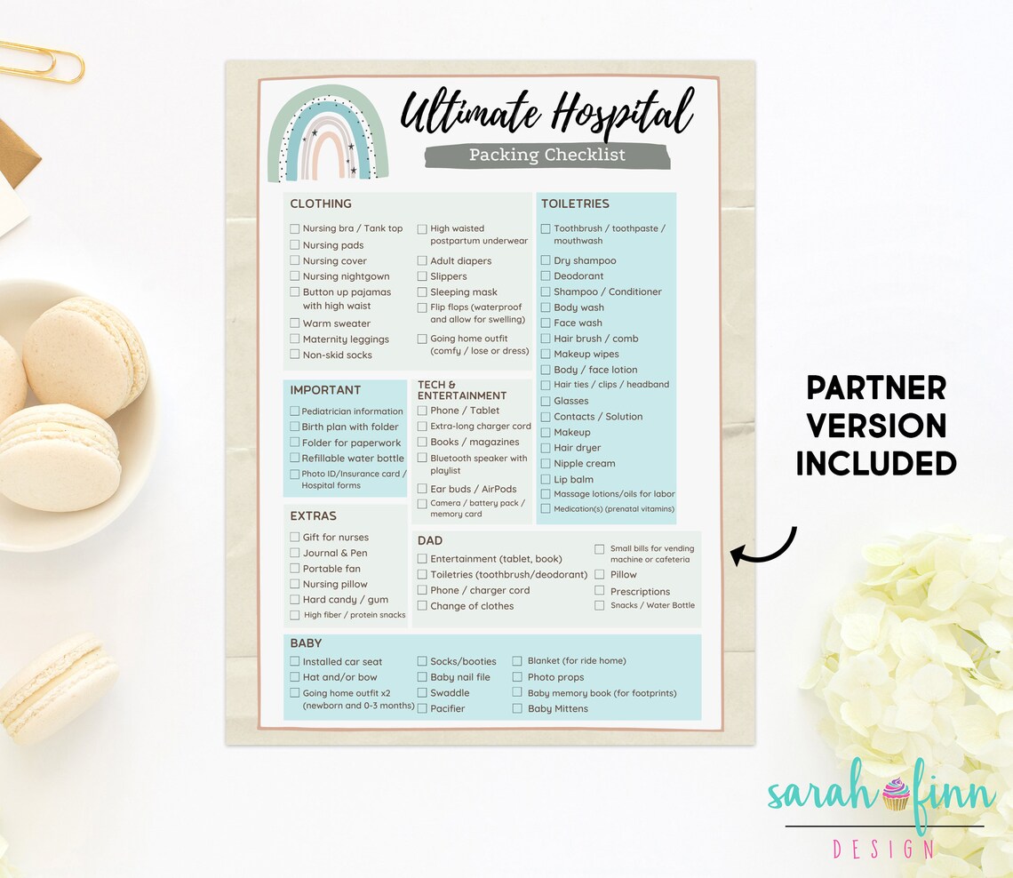Labor and Delivery Checklist Hospital Bag Check List Mom Baby INSTANT ...