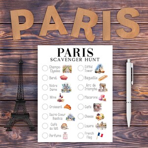 Paris Scavenger Hunt Printable Paris Birthday Party Game Printable ...