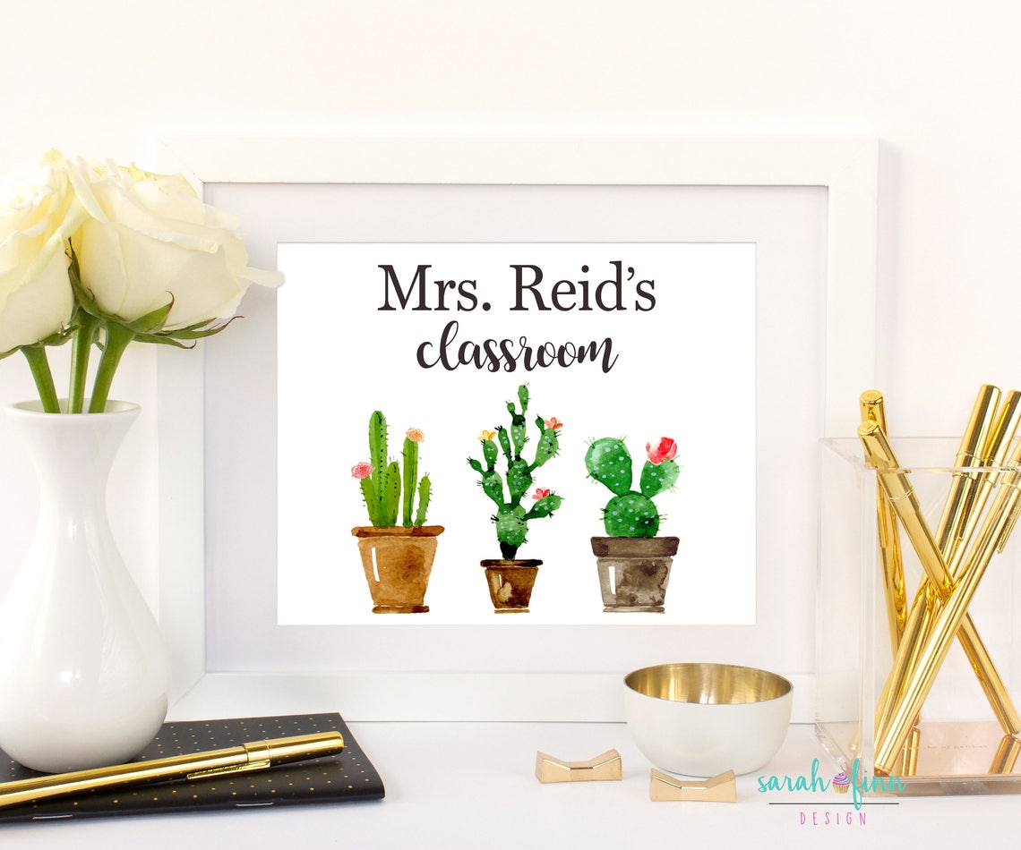 Teacher Gift Cactus Classroom Printable Sign First Day of | Etsy