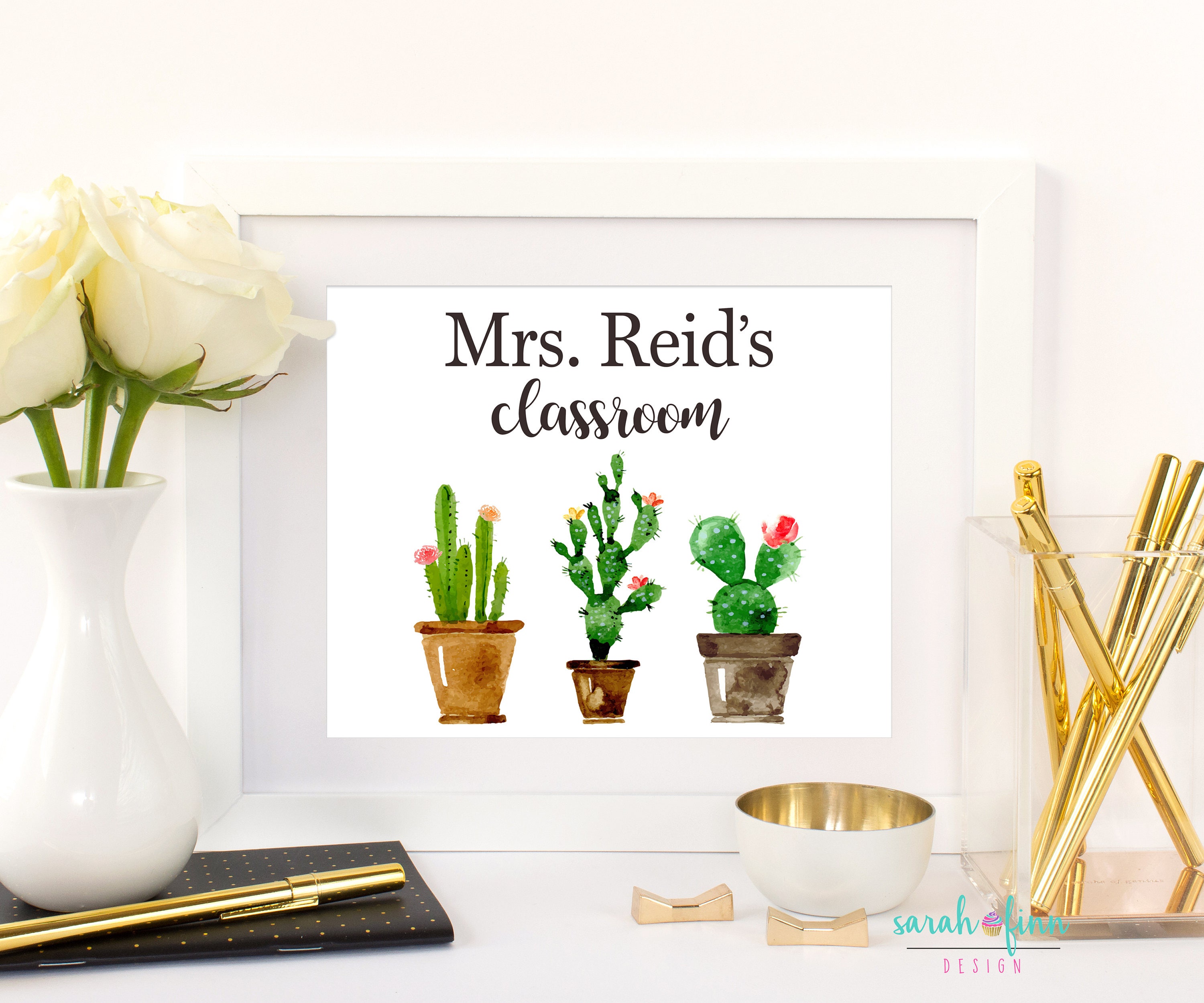 Teacher Gift Cactus Classroom Printable Sign First Day of | Etsy
