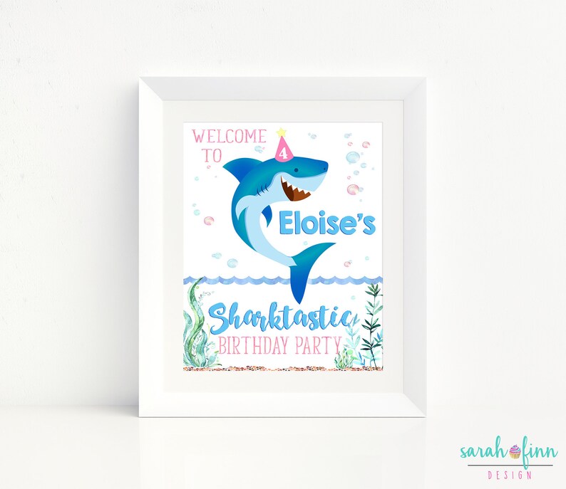 Shark Party Welcome Sign Printable Shark Birthday Party Decor | Etsy