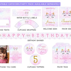Caticorn Cupcake Toppers Printable Birthday Cupcake Party Decorations ...