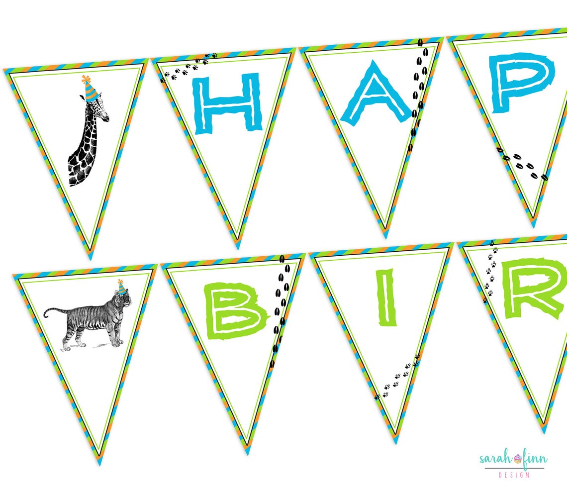Zoo Banner Printable Birthday Banner Wild Animals Safari | Etsy