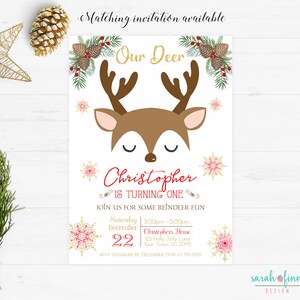 Reindeer Happy Birthday Banner Printable Boy Deer Instant Download ...
