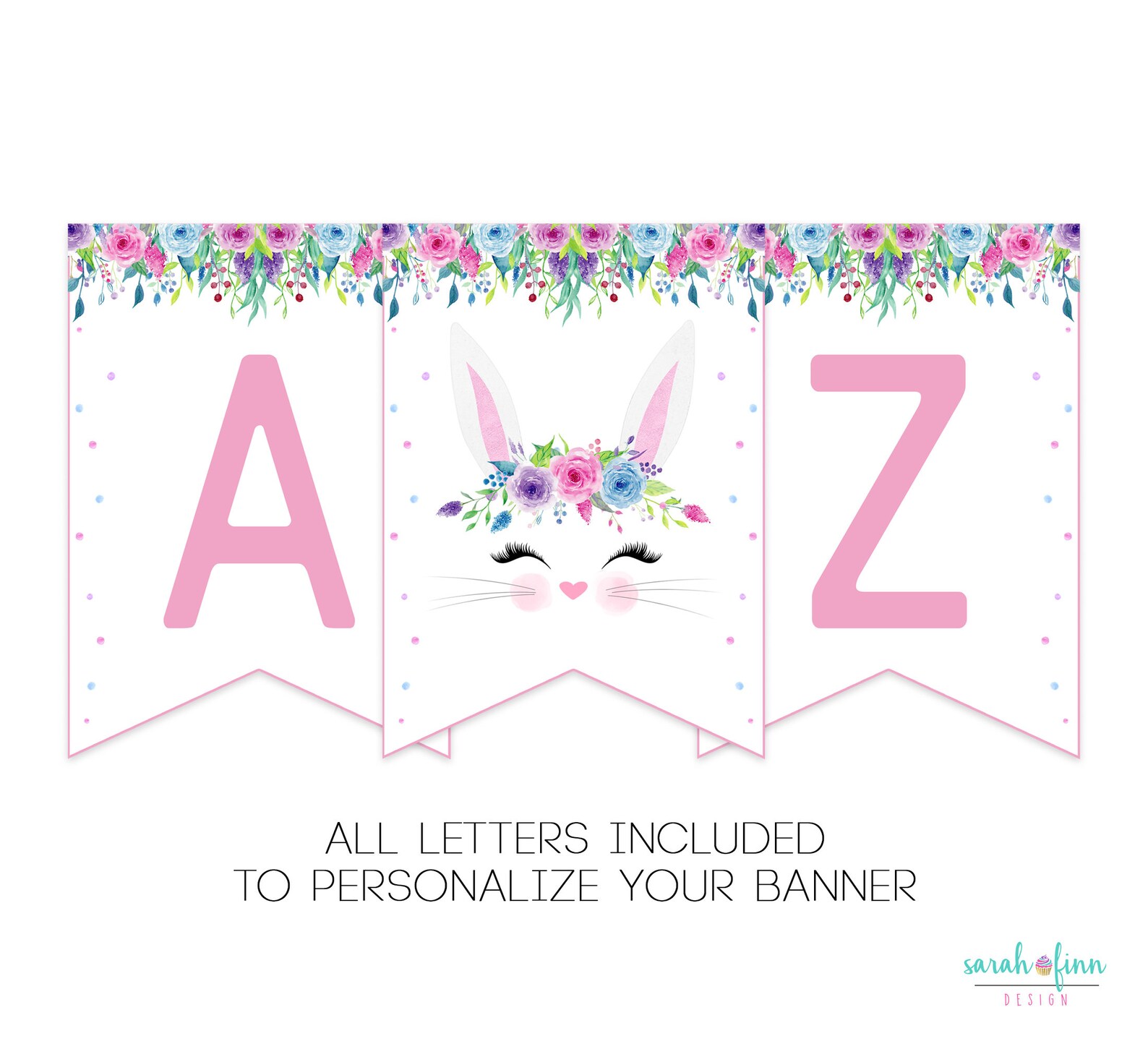 Bunny Birthday Banner Printable Banner First Birthday Banner | Etsy