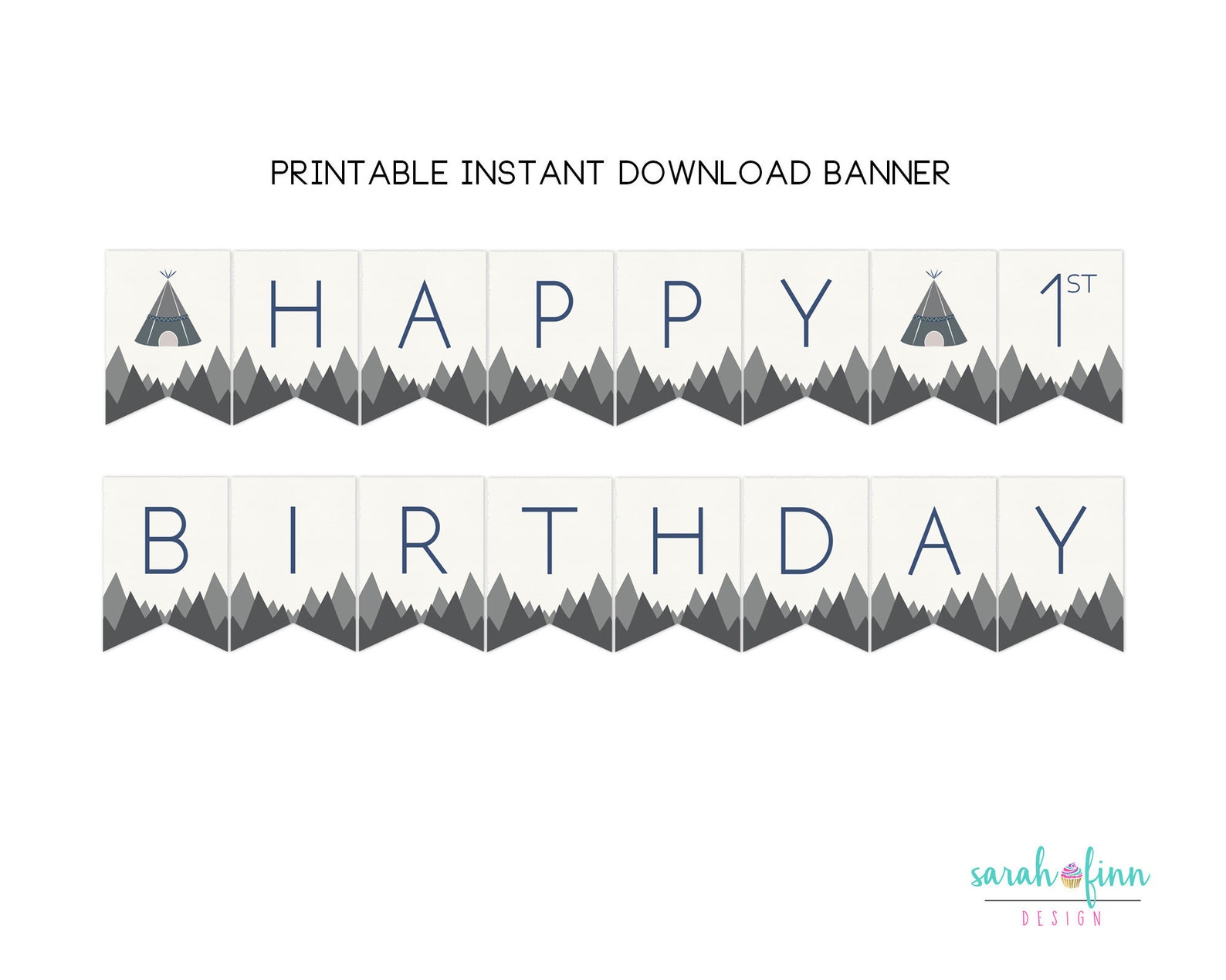 Mountain Birthday Banner Printable Instant Download Wild One - Etsy