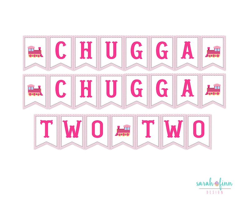 Chugga Chugga Two Two Birthday Banner Instant Download Bunting - Etsy