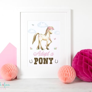 Adopt a Pony Printable Sign and Certificate Girl Horse Birthday Party ...