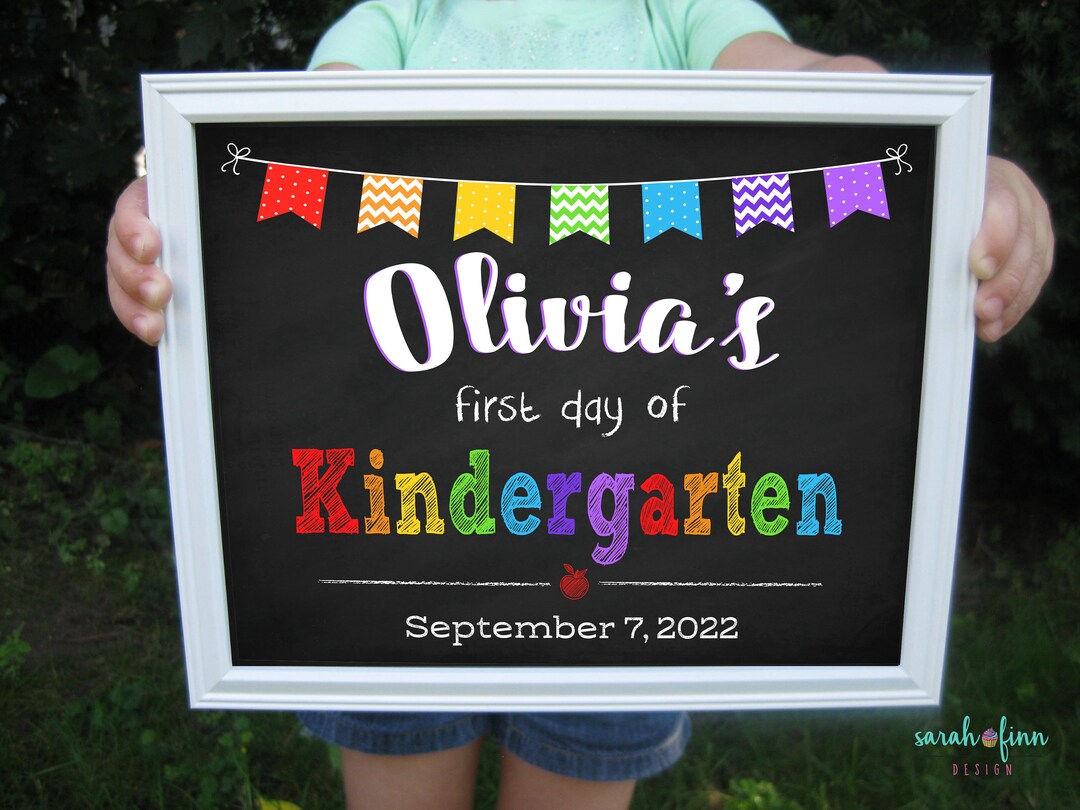 First Day of Kindergarten Sign Printable Last Day of School Boy Girl ...
