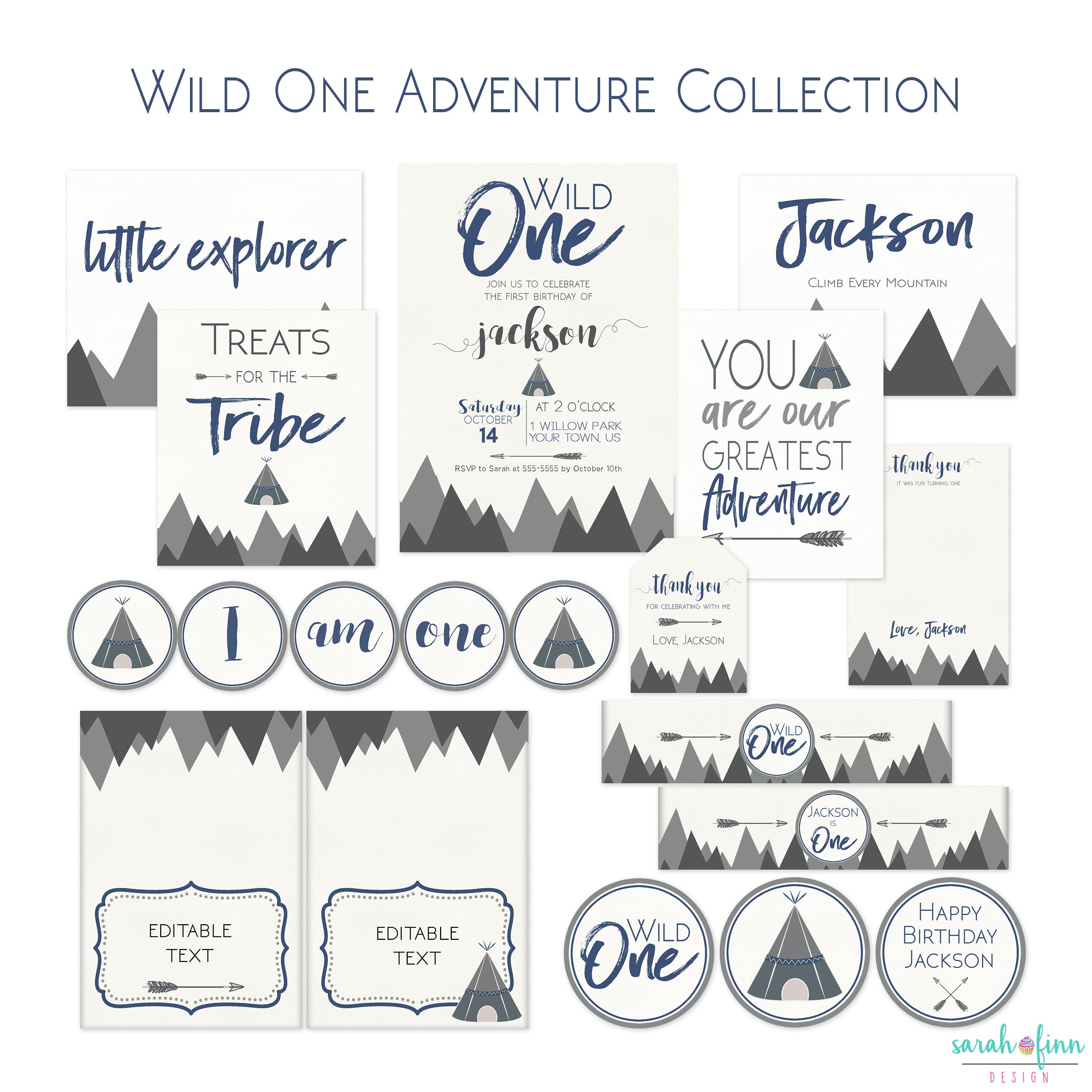 Water Bottle Labels Wild One First Birthday Labels Mountains | Etsy