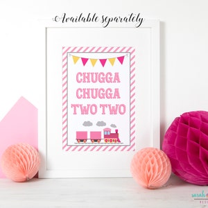 Chugga Chugga Two Two Birthday Banner Instant Download Bunting Pink ...
