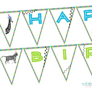 Zoo Banner Girl Birthday Banner Party Wild Animal Banner Safari Banner ...