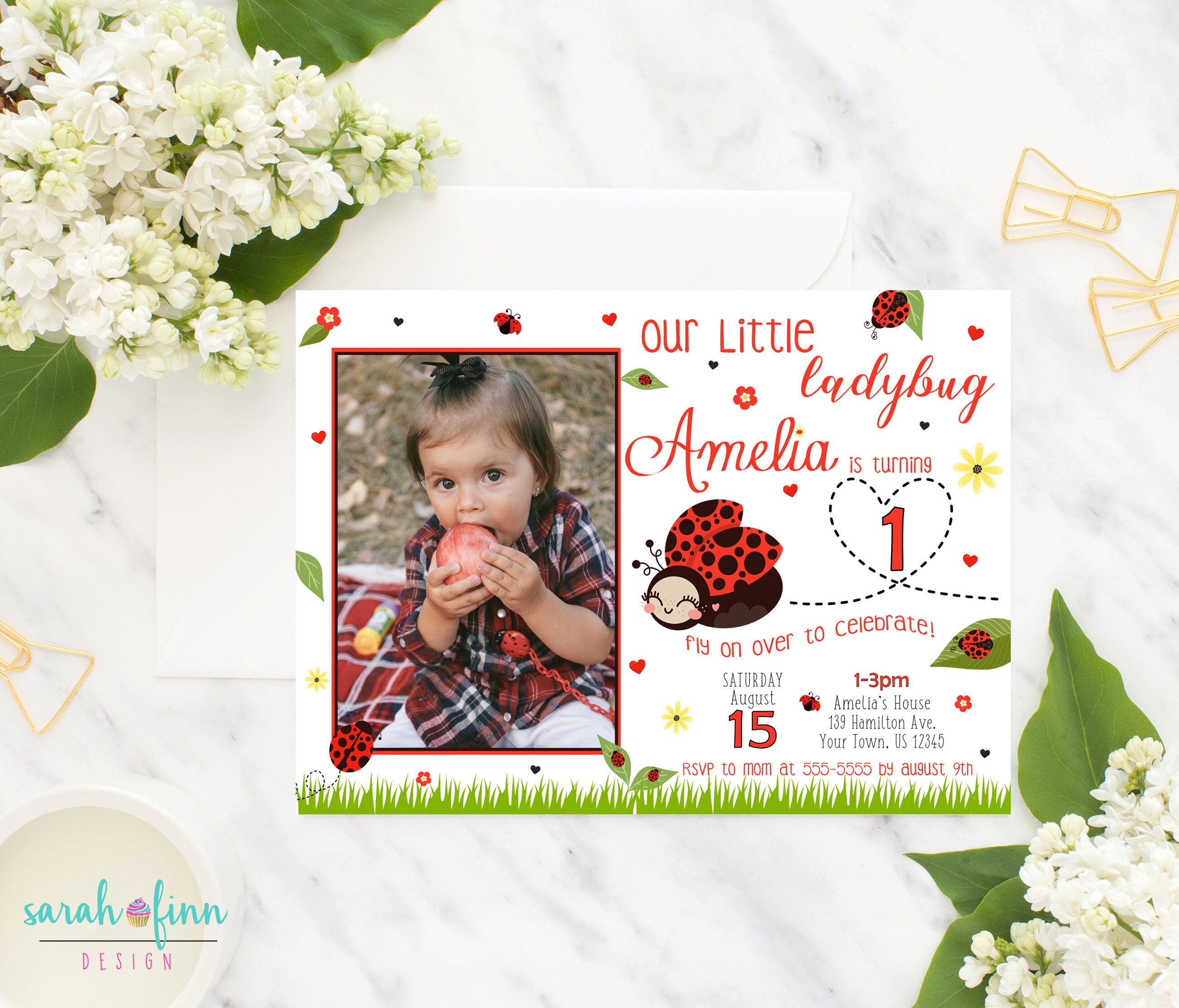 Ladybug Birthday Invitation Ladybug Printable Invite Summer | Etsy