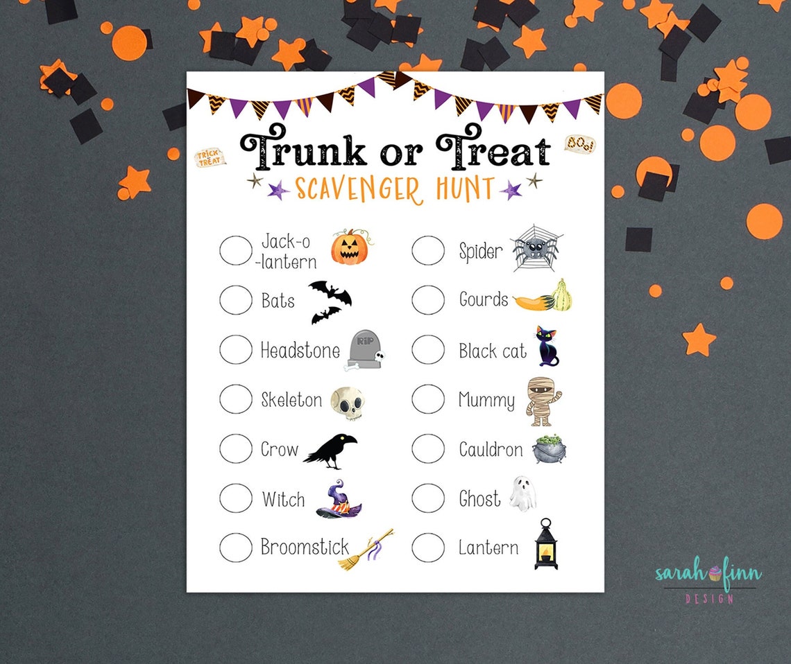 Trunk or Treat Scavenger Hunt Halloween Scavenger Hunt | Etsy