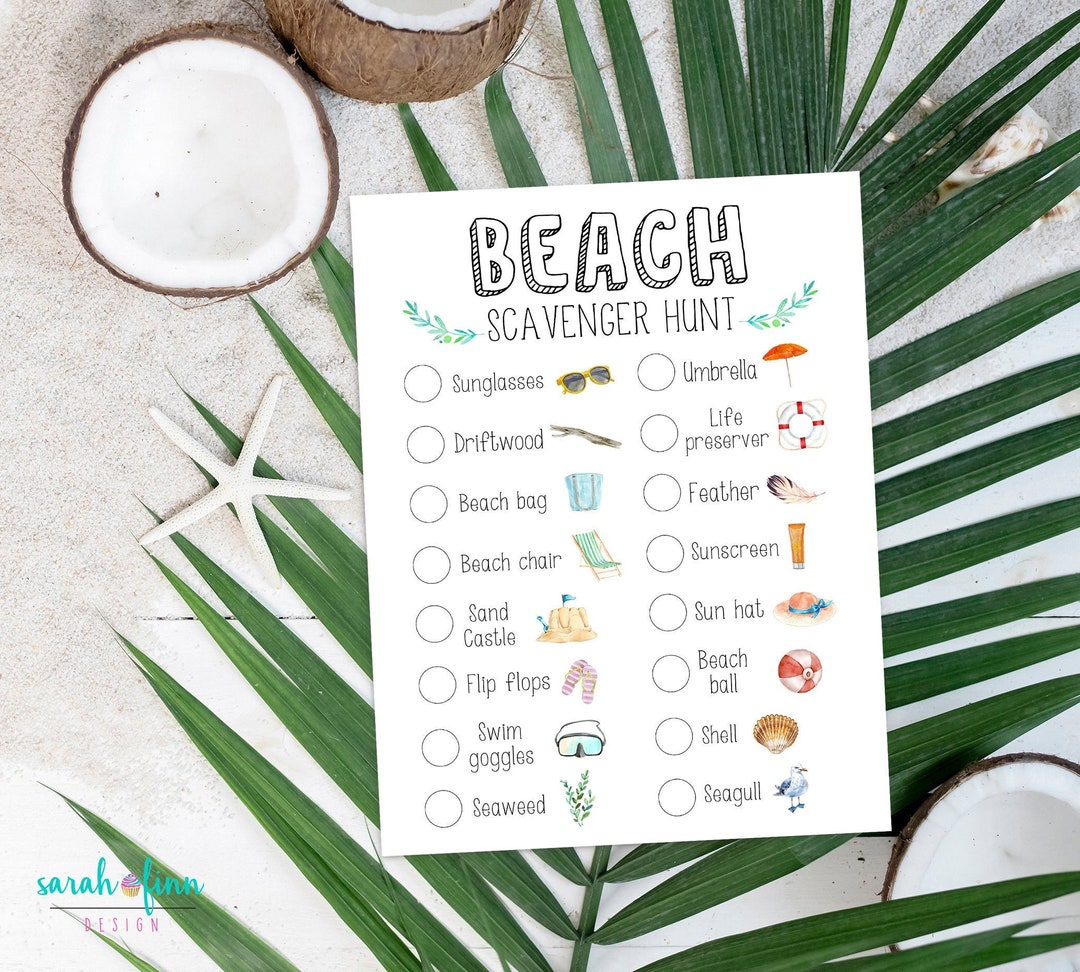 Beach Scavenger Hunt Vacation Scavenger Hunt for Kids Beach Activity ...