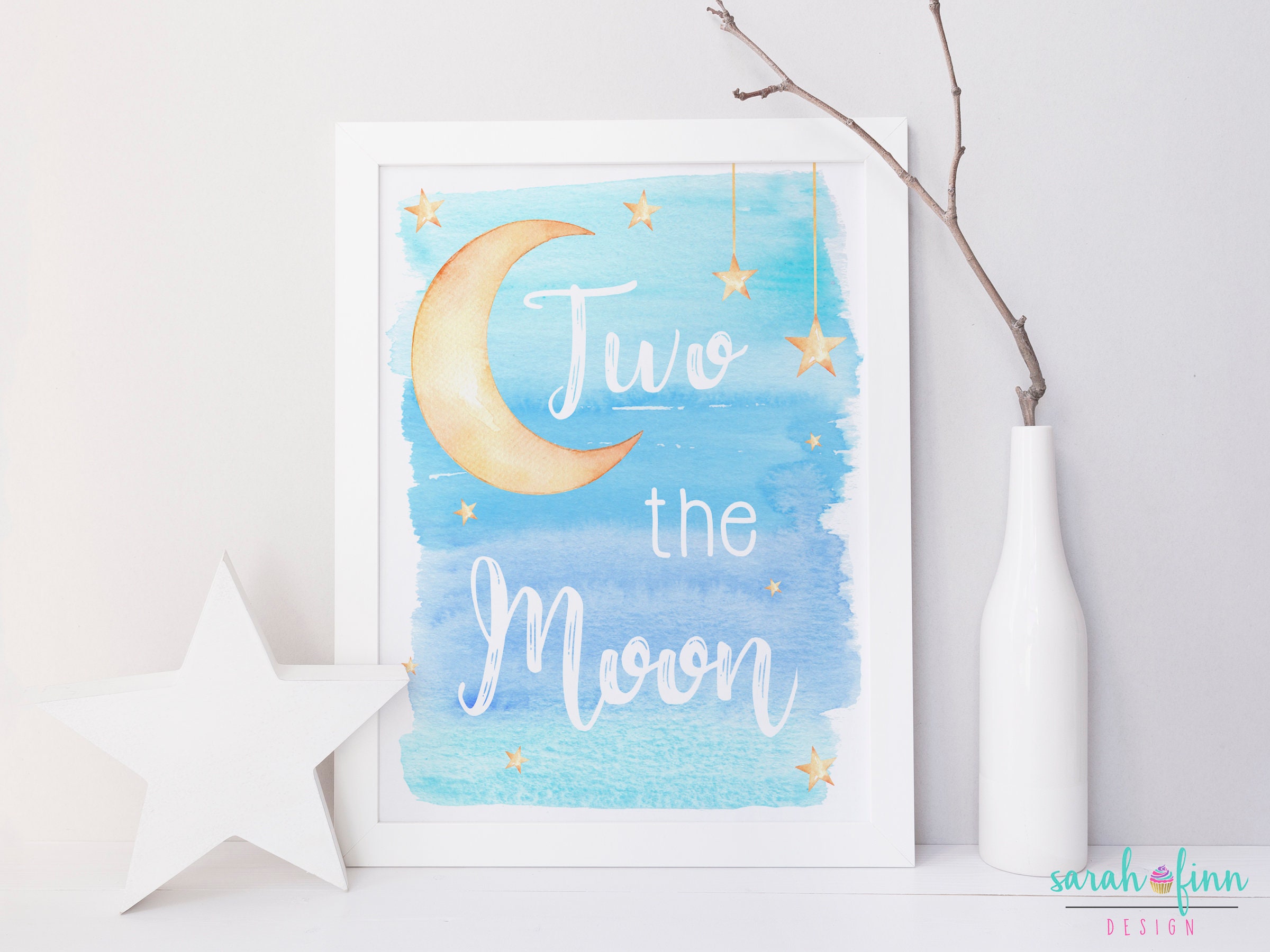 Two the Moon Birthday Party Printable Decor Love You to the - Etsy