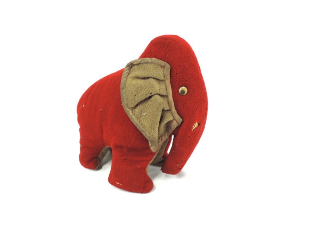 French Antique 9 Tall Stuffed Red Elephant Toy Plush - Etsy