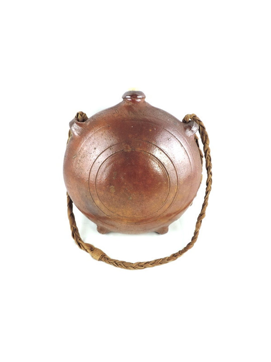 Antique French Farmer's Large Clay Gourd, Folk Arts Ceramic Bottle ...