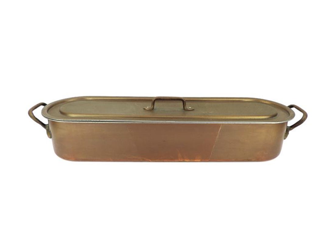 French Vintage Large Copper Fish Kettle Steamer Poaching Pan, French ...
