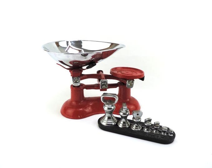 Vintage Victor England Cast Iron Scale With Matching Complete Victor ...