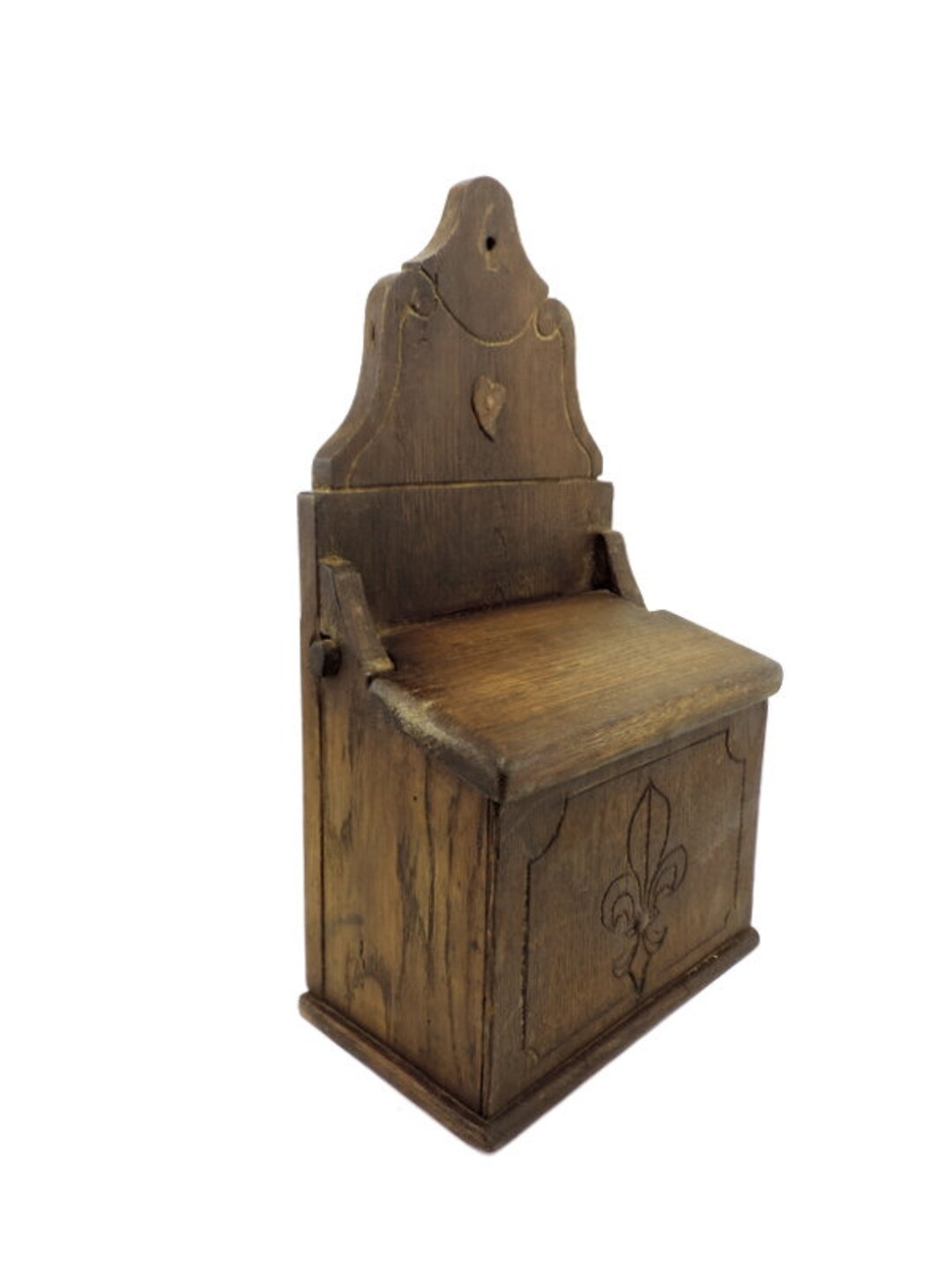 French Antique Large Wood Salt Box With Fleur De Lys - Etsy
