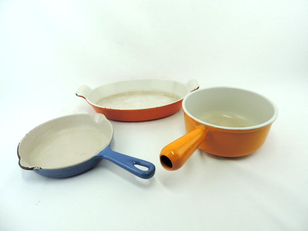 French Vintage Enamel Le Creuset Cousances Cookware Trio - Etsy