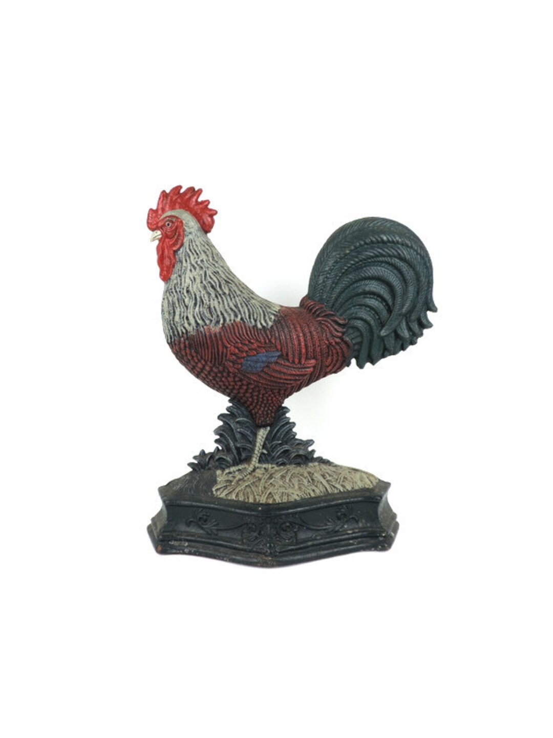 French Vintage Large Cast Iron Rooster Door Stopper - Etsy