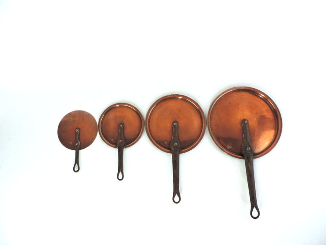 French Antique Graduated Copper Lids Set of 4, Antique Copper Cookware ...