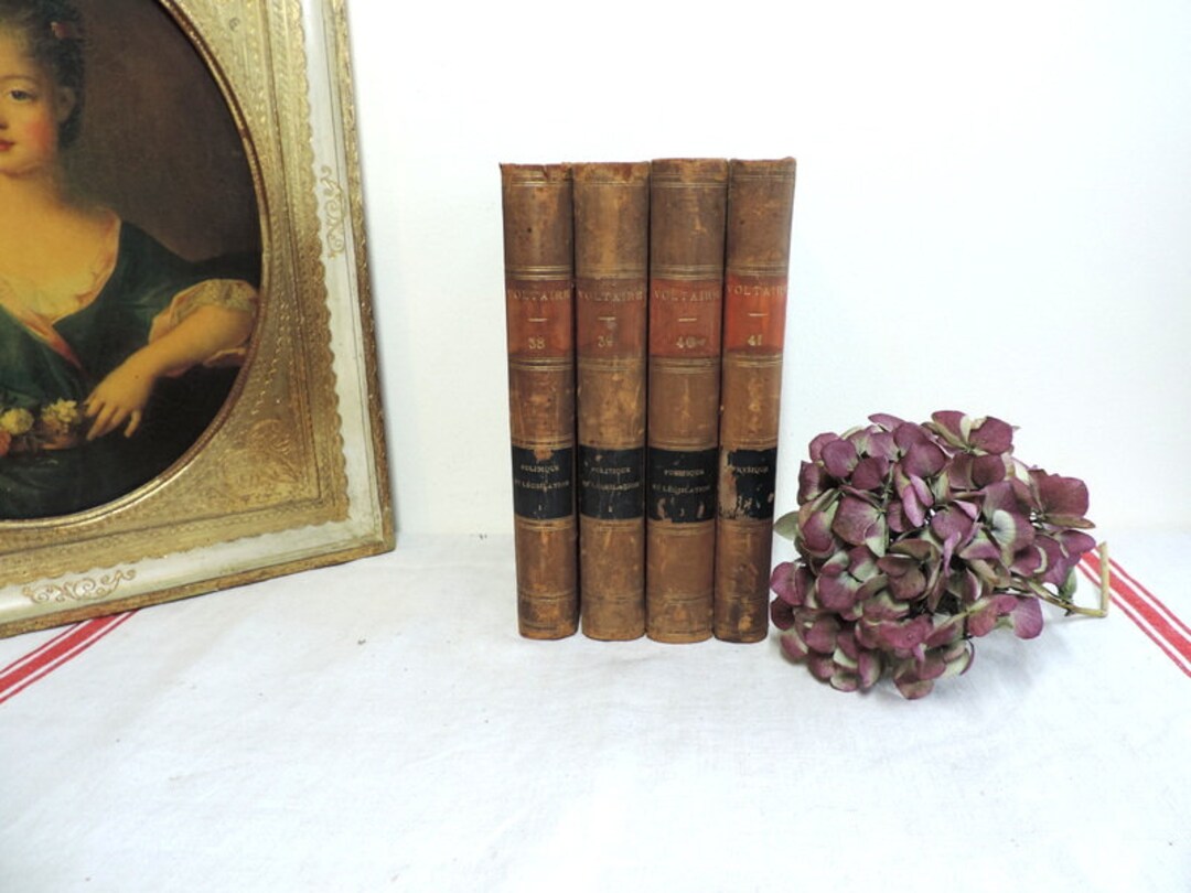 French Antique Voltaire 1872 Edition Leather Bound Set of 4 Books - Etsy