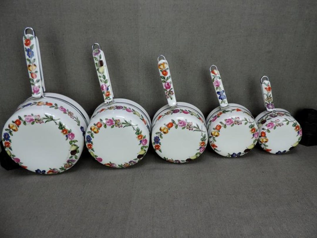 French Vintage Frugier Aluminite Paris Porcelain Graduated Saucepans ...