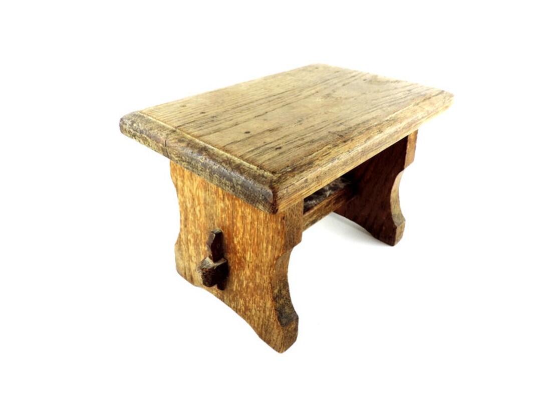 French Vintage Solid Oak Milking Stool Rustic Mini Bench - Etsy