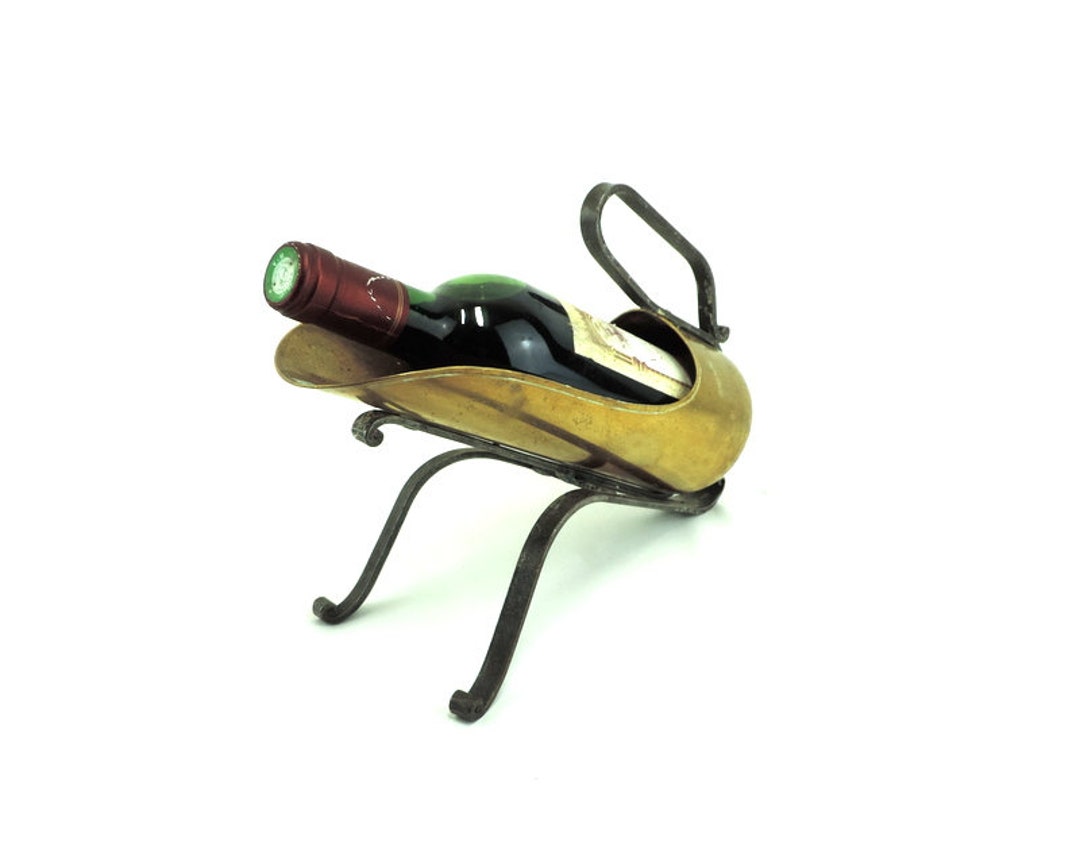 French Vintage Copper Wine Bottle Holder: Handcrafted Wrought Iron Jean ...