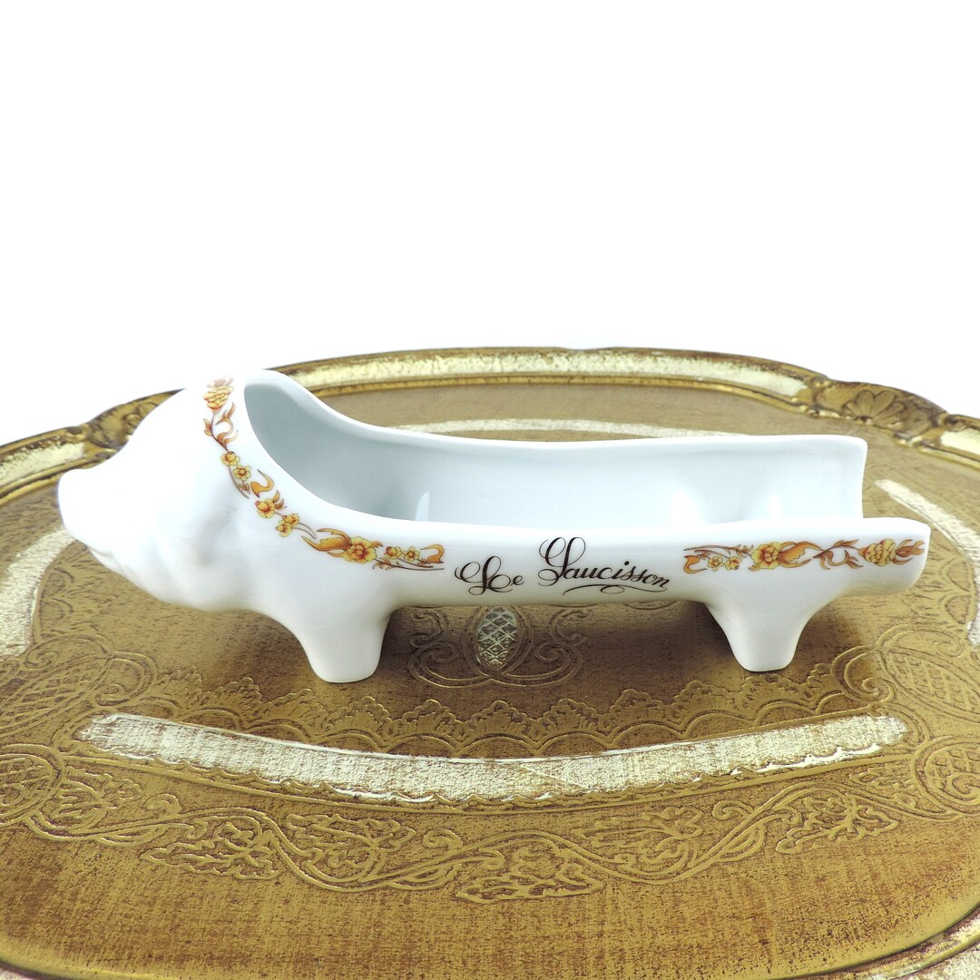 French Vintage Porcelain Saucisson Serving Dish, Apilco Porcelain ...