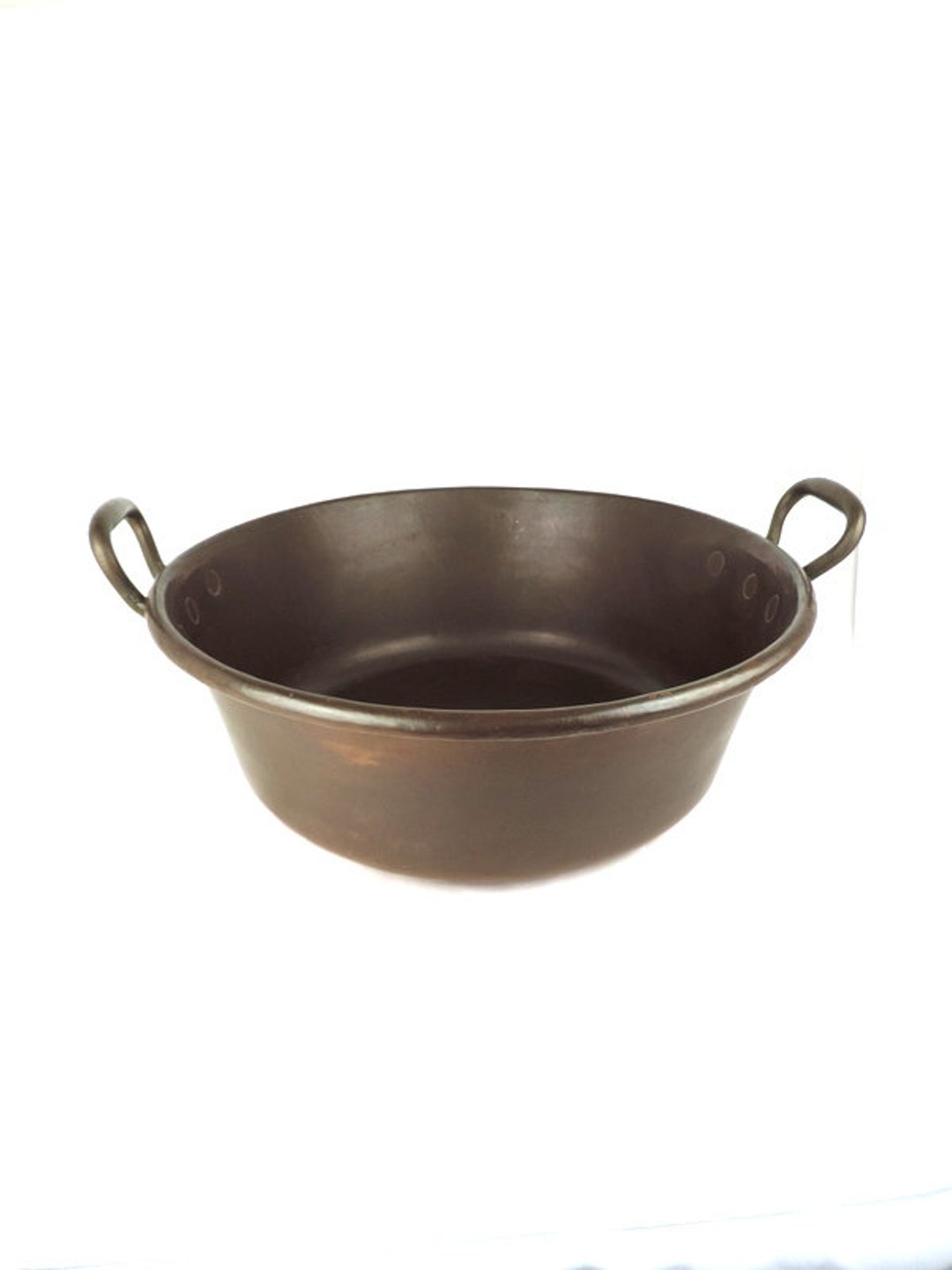 French Vintage Extra Large Copper Basin, Antique Jam Maker With Brass ...