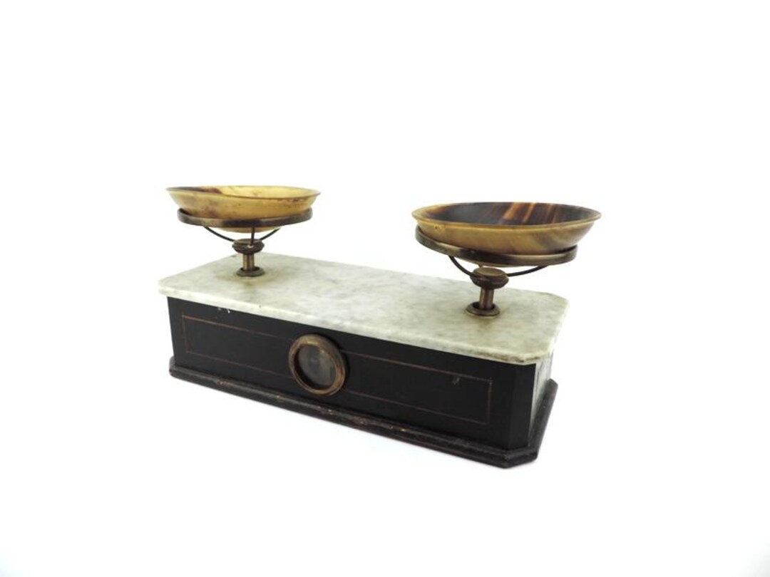 Antique French Balance Scale With Marble Top and Horn Plates. Napoleon ...