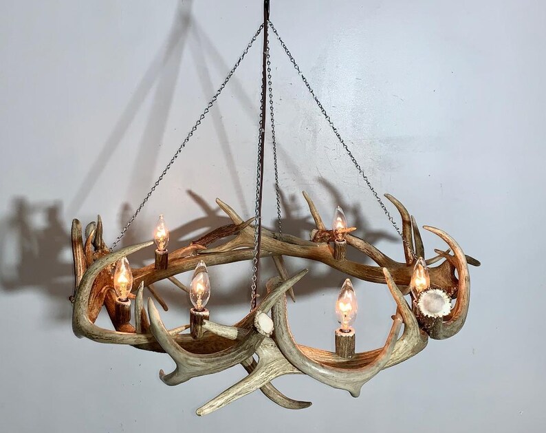 The Halo – Real Elk, Mule Deer & Whitetail Antler Chandelier | 6-light ...