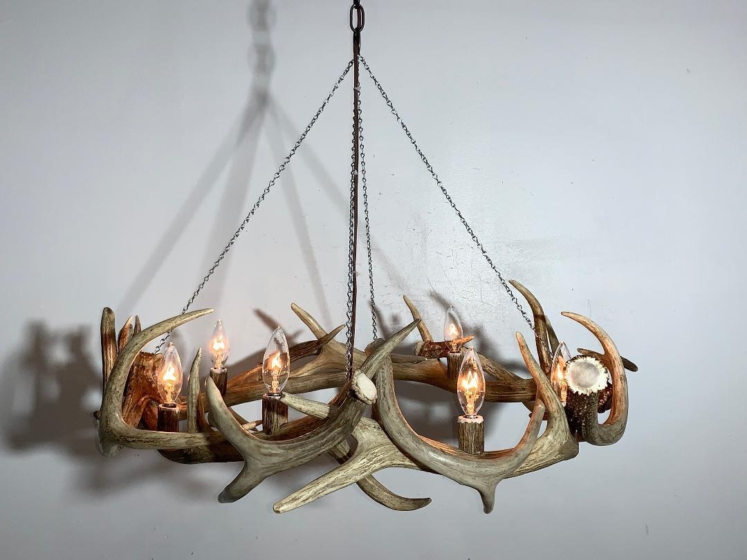 The Halo – Real Elk, Mule Deer & Whitetail Antler Chandelier | 6-light ...