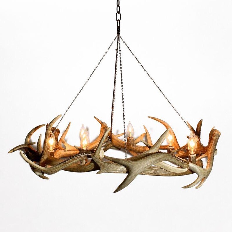 The Halo – Real Elk, Mule Deer & Whitetail Antler Chandelier | 6-light ...